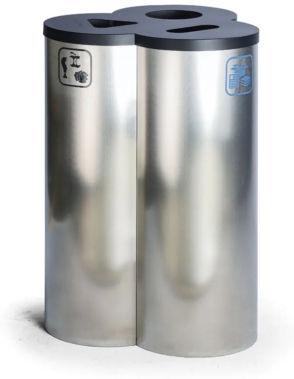 Odpadkový koš na tříděný odpad, 3x30 l, nerezový