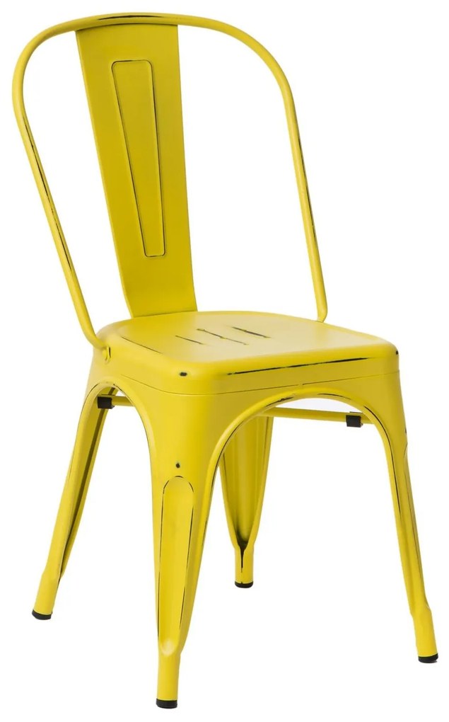 Culty Žlutá jídelní židle Tolix s patinou
