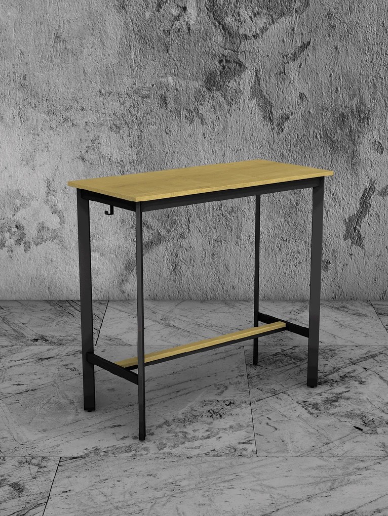 Barový stůl černý A10, masiv dub přírodní, 110 x 51 cm