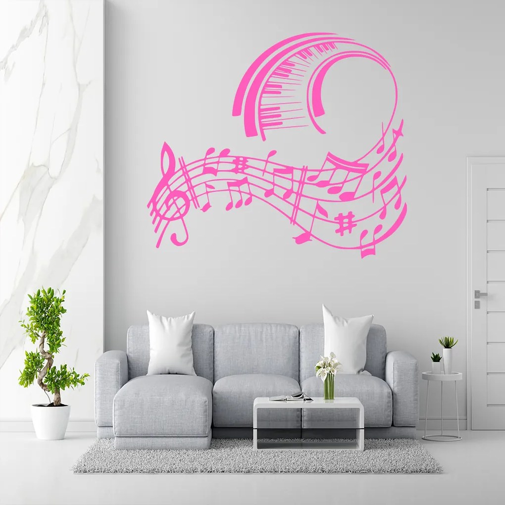 Živá Zeď Samolepka na zeď Skladba pro klavír Barva: růžová, Velikost: 80 x 69 cm