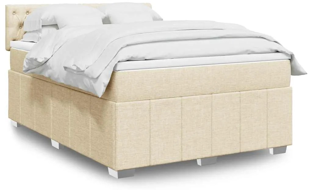 Box spring postel s matrací krémová 140x190 cm textil 3289375