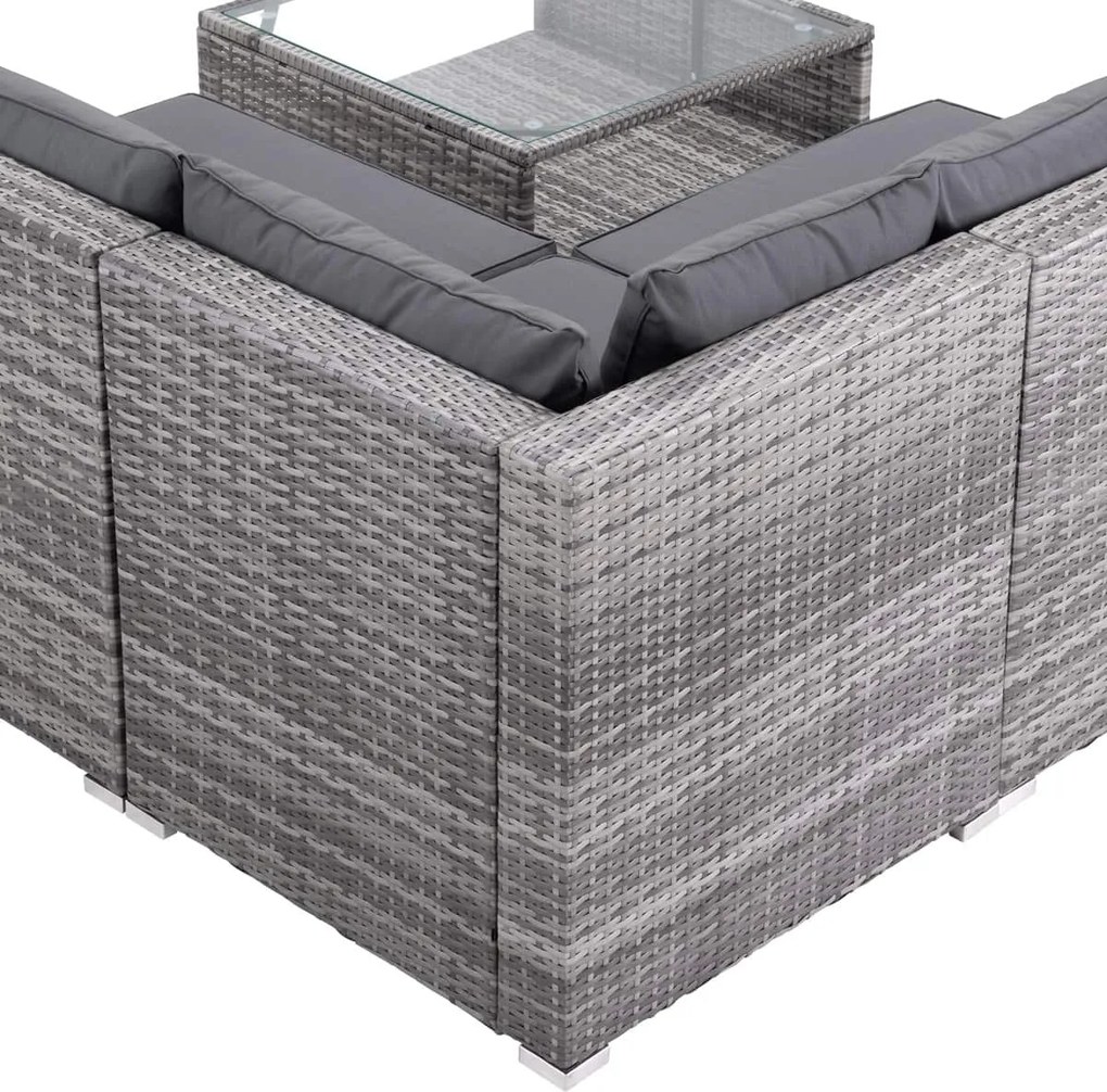 Deuba Zahradní ratanový set XXL - šedá/antracit podušky