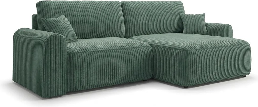 Rozkládací oboustranná sedací souprava do L NORDEN TILIA 250x140 cm, zelená