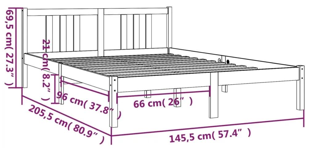 Rám postele šedý masivní dřevo 140 x 200 cm - Default Title