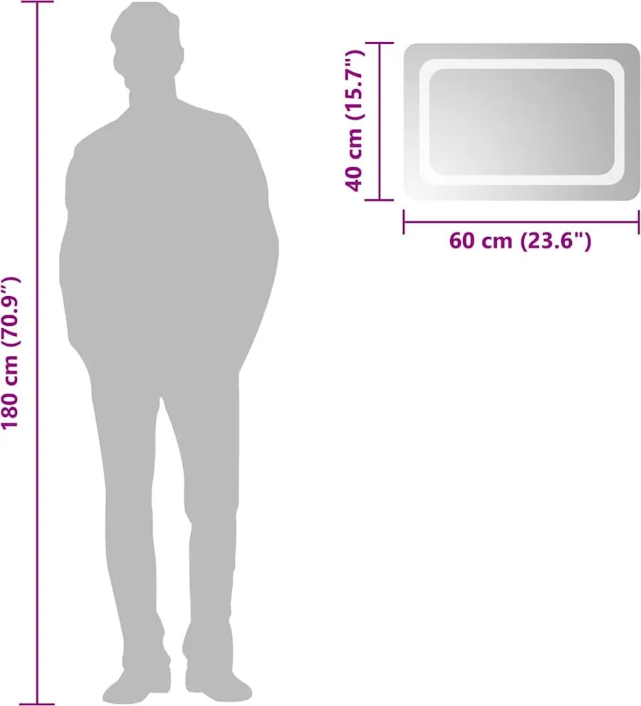Koupelnové zrcadlo s LED osvětlením 60x40 cm 151782