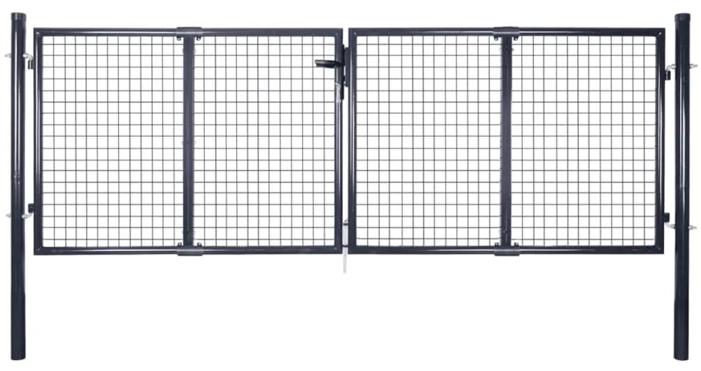 143363 vidaXL Zahradní plotová brána pozinkovaná ocel 289 x 100 cm šedá