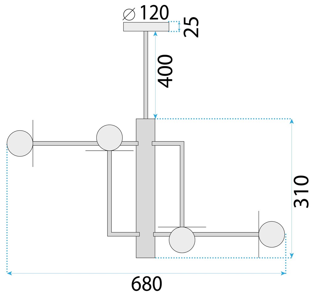 Toolight Moderní industriální osvětlení APP1668-6CP Black