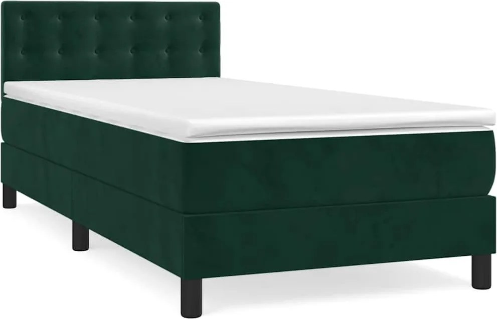 Box spring postel s matrací tmavě zelená 80 x 200 cm samet 3141512