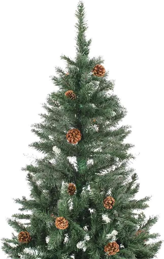 Umělý vánoční stromek s LED osvětlením a šiškami 210 cm 3077748