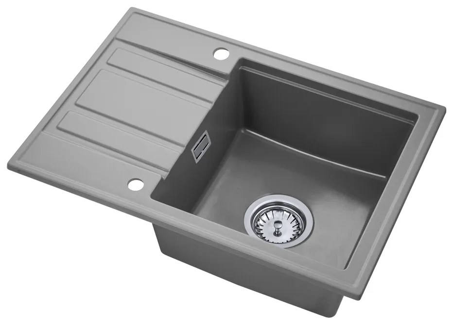 Gamma Modern 6040, 1-komorový granitový dřez 580x420x185 mm s krátkým odkapávačem, šedá, GMA-ZM-6040-G