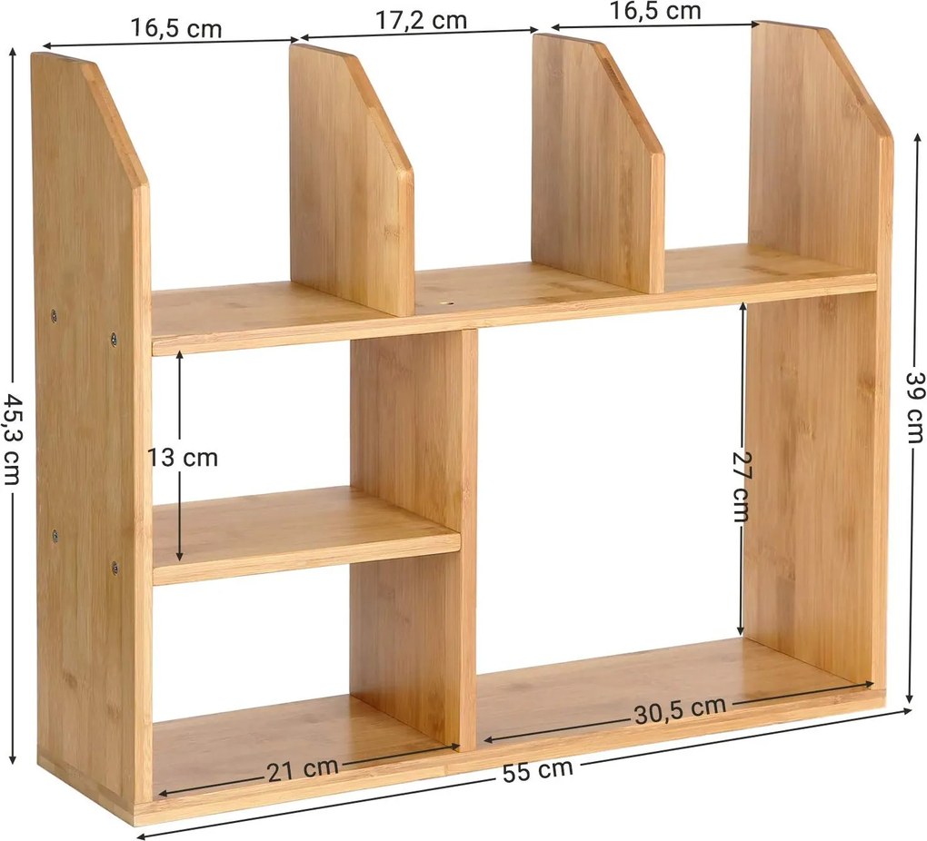 SONGMICS Bambusová polička na stůl přírodní 55x45 cm