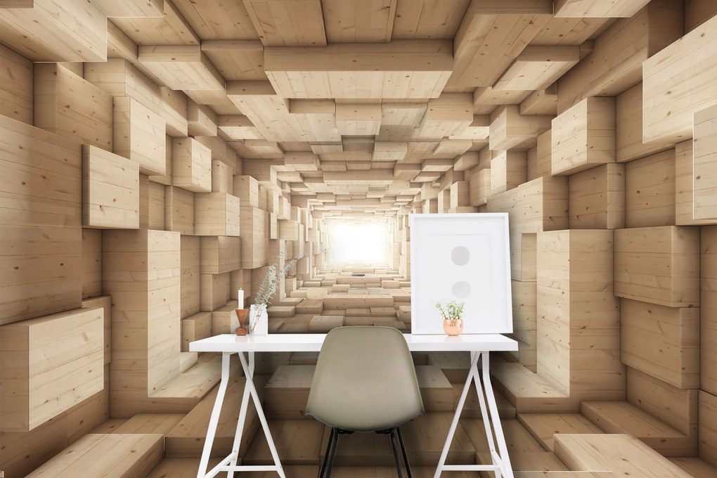 Malvis 3D tapeta dřevěný tunel Vel. (šířka x výška): 216 x 140 cm