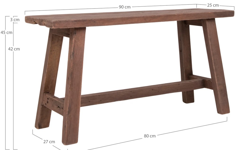 House Nordic Dřevěná lavice BARCELONA hnědá 90 cm 1401011