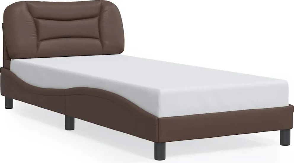 Rám postele bez matrace Hvar hnědý 90x200 cm umělá kůže 3207976