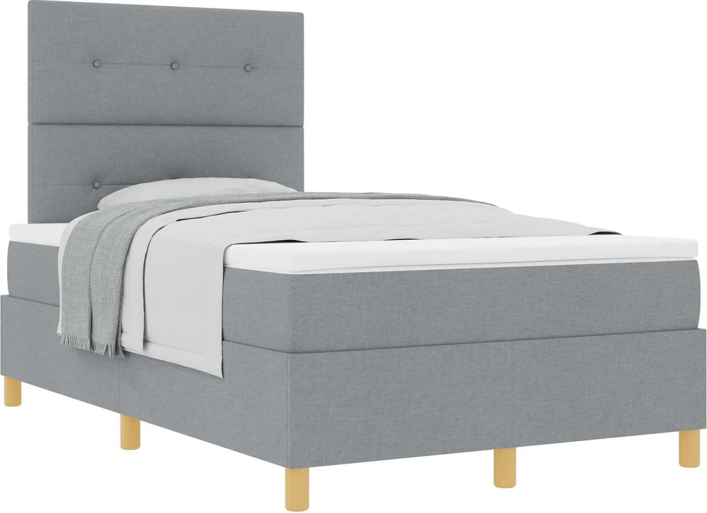 Postel s boxspringem s čelo Světle šedá 120 x 190 cm textil 3339602