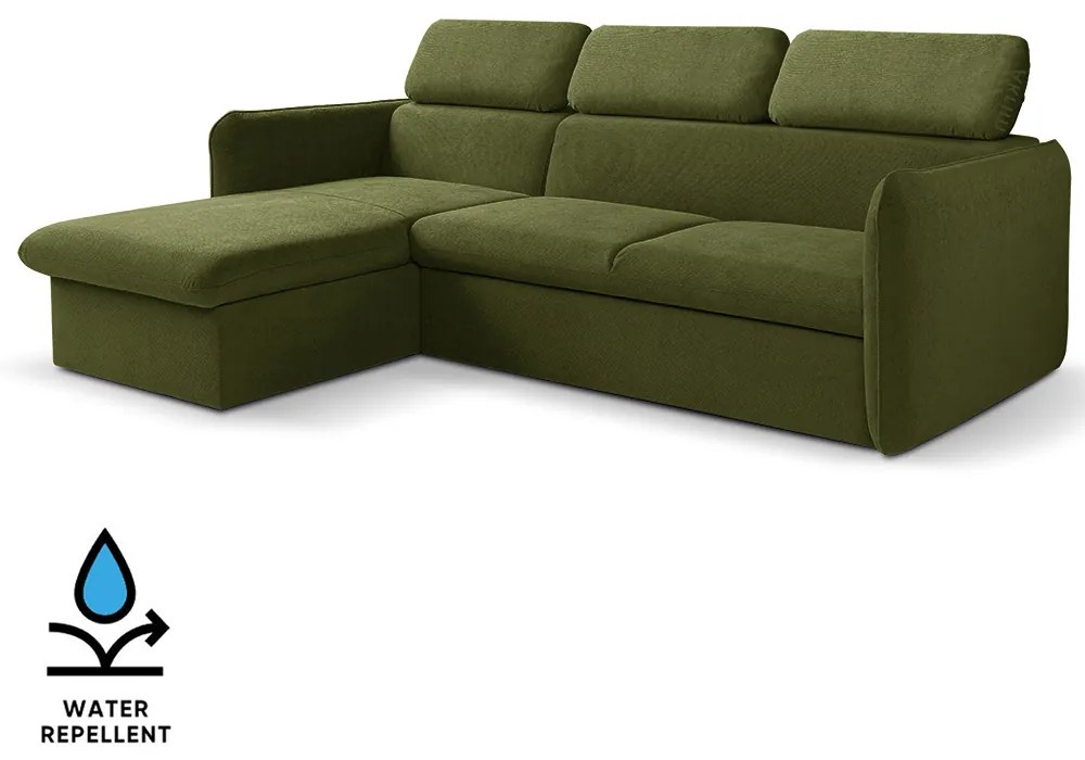 Malá sedací souprava SLIM | 179x235 cm | LEVÁ | 39 tmavě zelená | rozkládací + úložný prostor