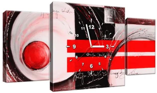 Tištěný obraz s hodinami Červené tvary 80x40cm ZP2523A_3AX