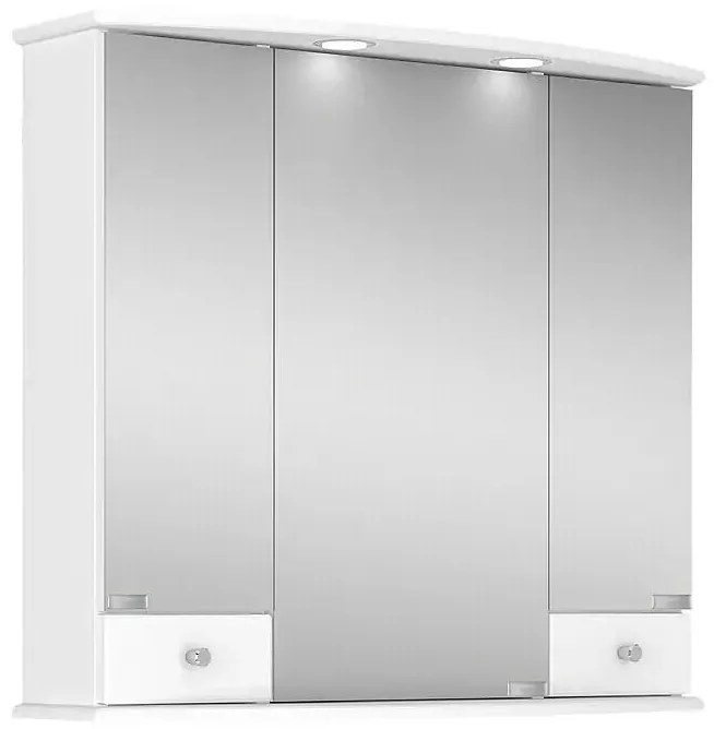 Riva Zrcadlová skříňka s LED osvětlením Dakota, 77,7 × 71,8 × 25,5 cm, bílá