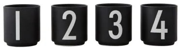 Hrníčky na espresso černé 1234 – set 4 ks Design Letters
