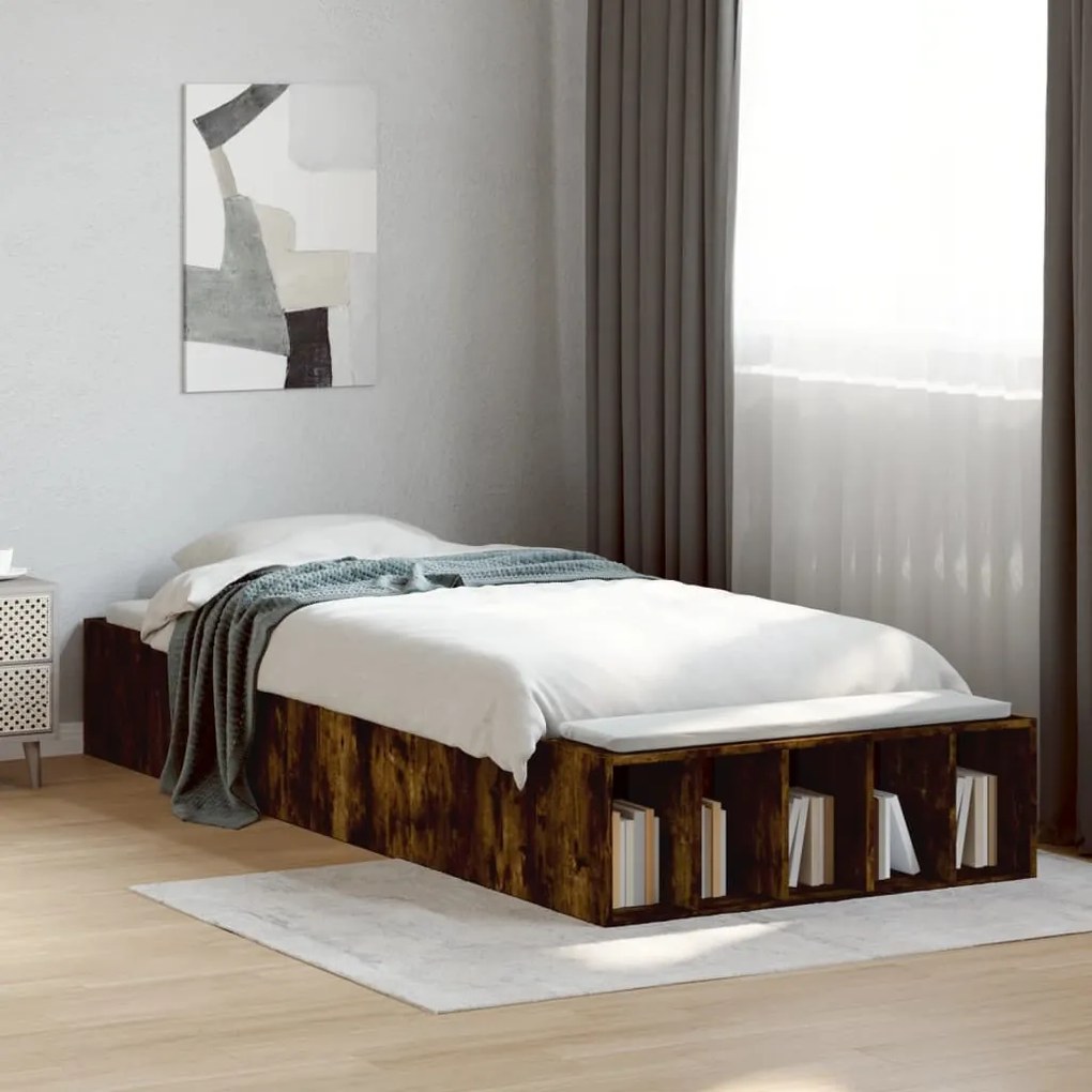 Rám postele betonově šedý 75 x 190 cm kompozitní dřevo