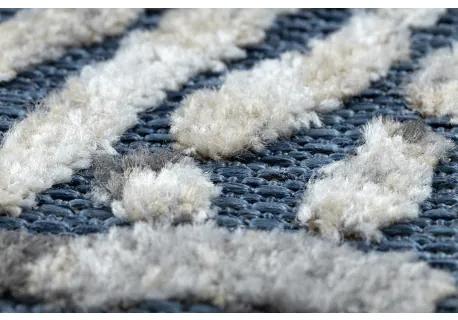 koberec Strukturální SOLE D3841 šestiúhelníky ploché tkaní modrý / velikost 180x270 cm | krásné koberce cz