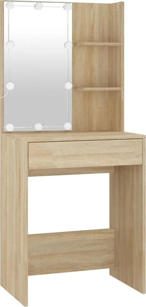 vidaXL LED toaletní stolek se 2 skříňkami dub sonoma kompozitní dřevo [3082029]