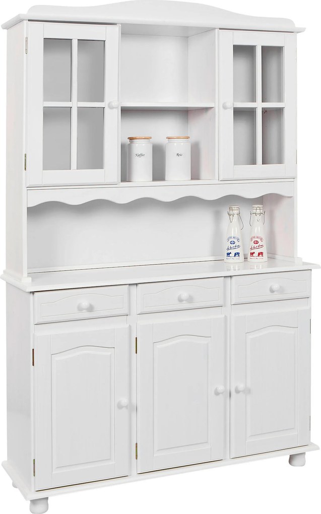 XXXLutz KREDENC, borovice, bílá, 130/198/43 cm P & B - Kredence a vitríny - 000528013320