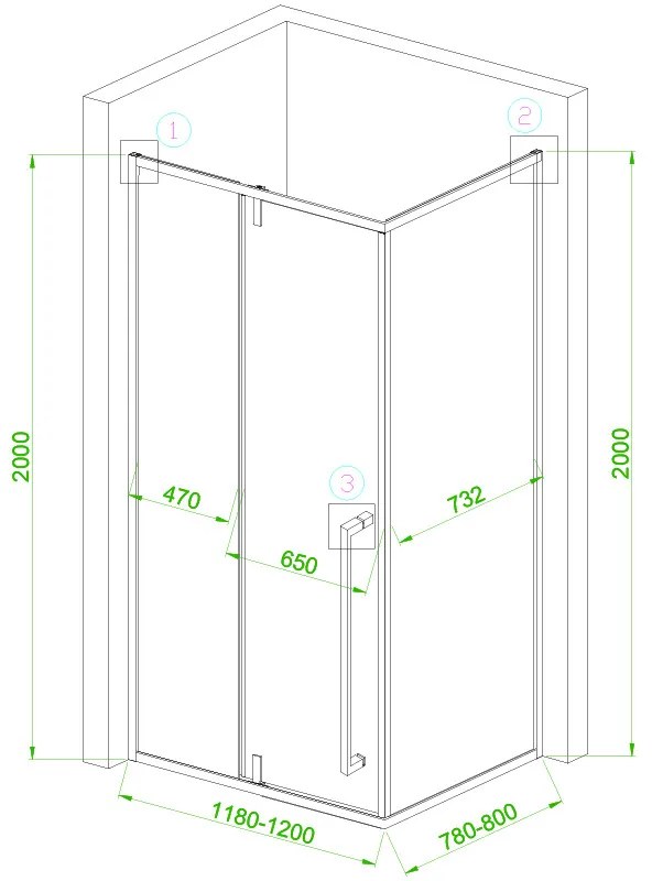 BPS-koupelny Obdélníkový sprchový kout HYD-OK12 120x80 černá/transparent