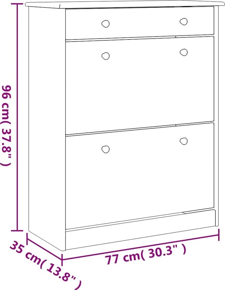 vidaXL Botník ALTA 77 x 35 x 96 cm masivní borové dřevo [353924] Barva: Bílá