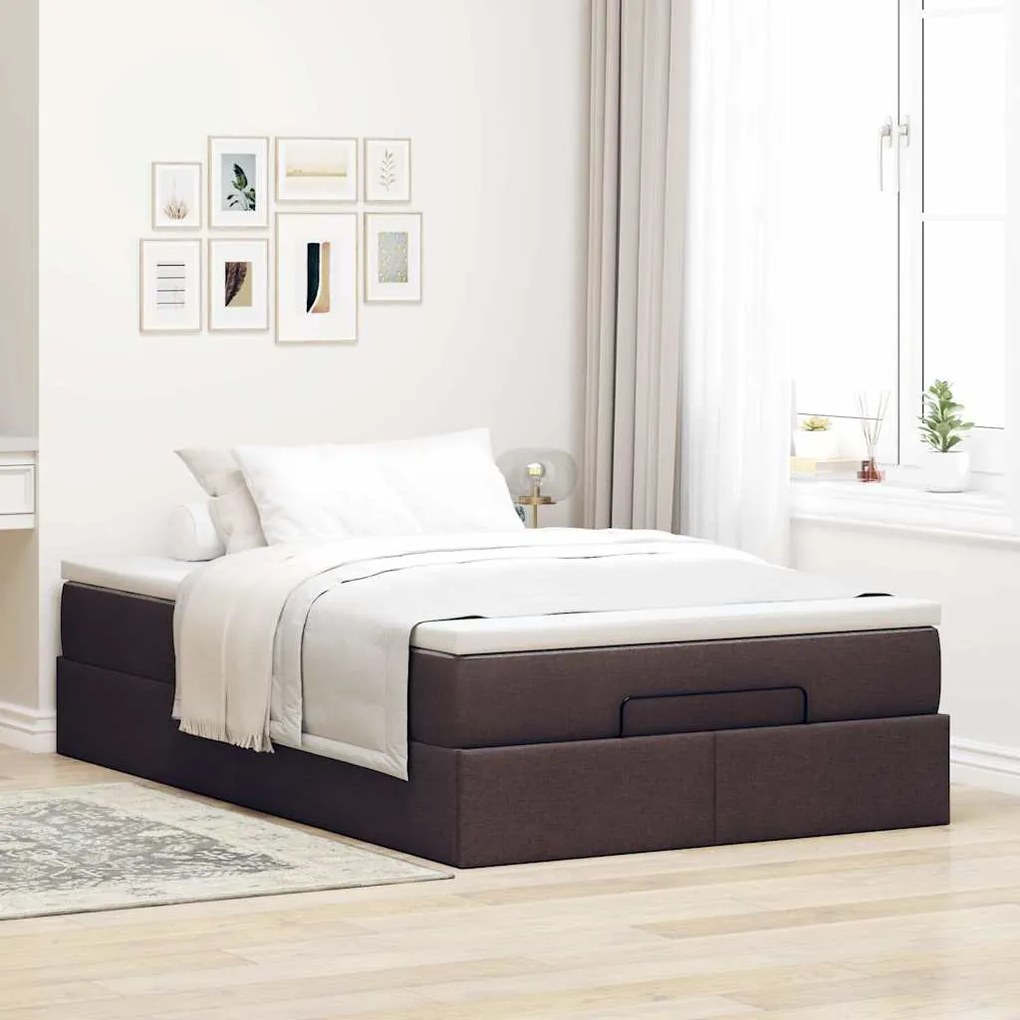 Osmanský rám postele s matrací tmavě šedá 120x200cm textil 3311102
