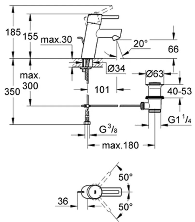 Grohe Concetto - Páková umyvadlová baterie, chrom 3220410E