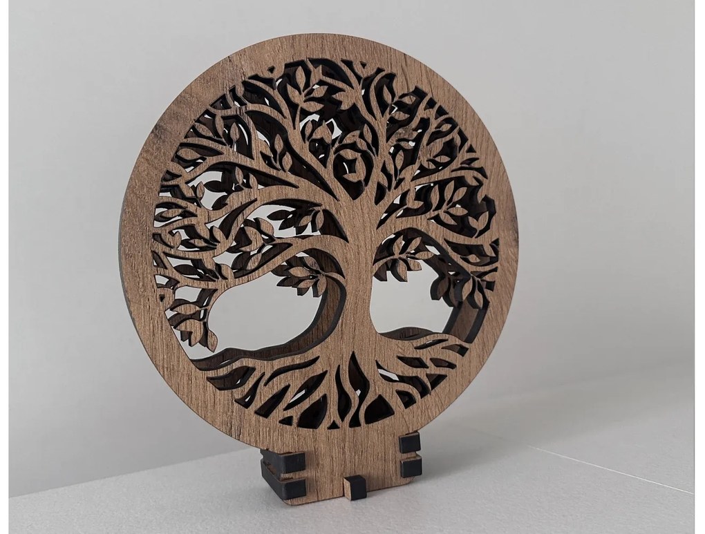 Li-Go "Strom života" lampa s dvojstěným prořezem 20x22 cm provedení povrchu: ořech
