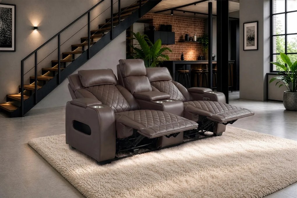 Designové dvojkřeslo Movie hnědé elektrické