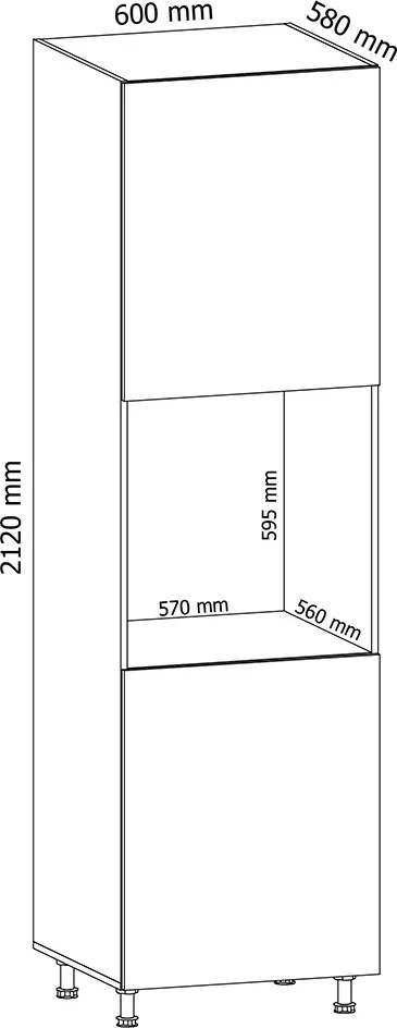 ASPEN gr | vysoká skříňka D60P pro vestavnou troubu | 60 cm | LEVÁ | šedá lesk