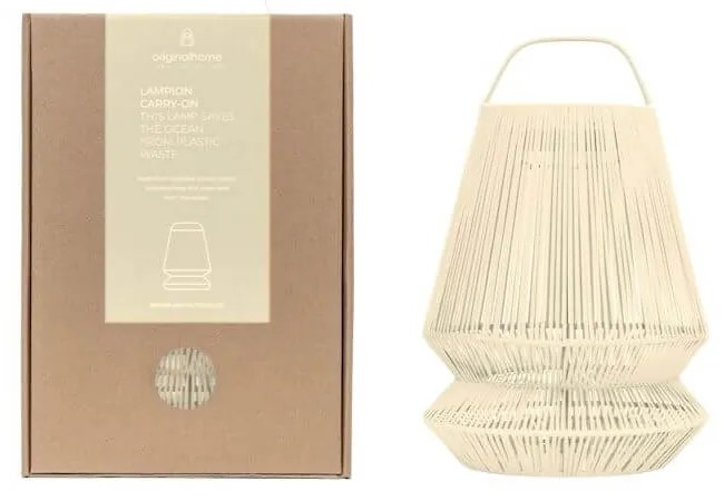 Original Home přenosná solární LED lampa Natural SL0060.01, 20x20x30 cm, lakovaná nerezová konstrukce, výplet z recyklované síťoviny béžová (přírodní), 1 intenzita svitu