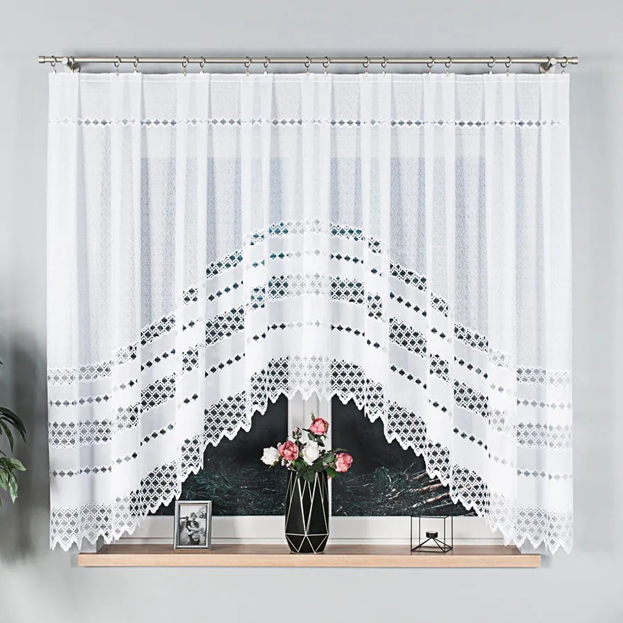 Dekorační oblouková krátká záclona na žabky FILOMENA bílá 340x160 cm MyBestHome