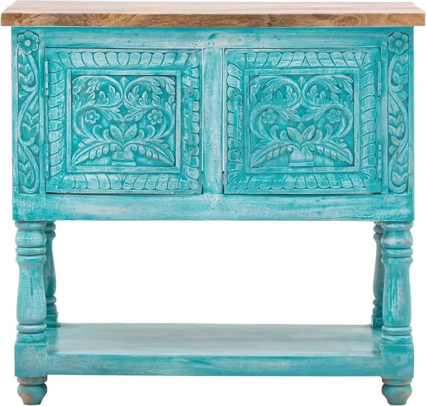 furniture-nabytek.cz - Masivní skříňka na umyvadlo Santoro modré, Holz - Mango, bez výřezu