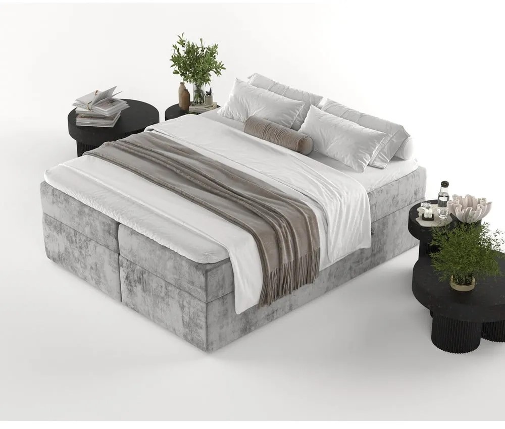 Šedá boxspring postel s úložným prostorem 180x200 cm Yoko – Maison de Rêve