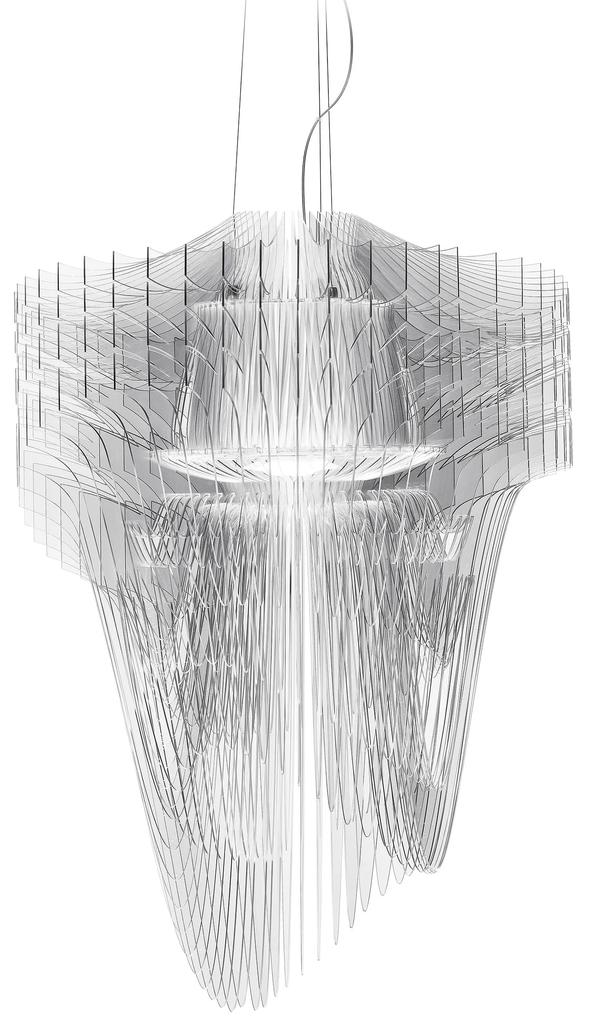 Slamp ARI84SOS0003T_000 Aria L transparent, závěsný světelný objekt od Zaha Hadid, 70W LED 2700K, délka 115cm