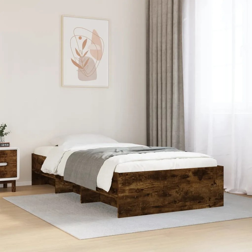 Rám postele bez matrace kouřový dub 90x190 cm kompozitní dřevo 3295706