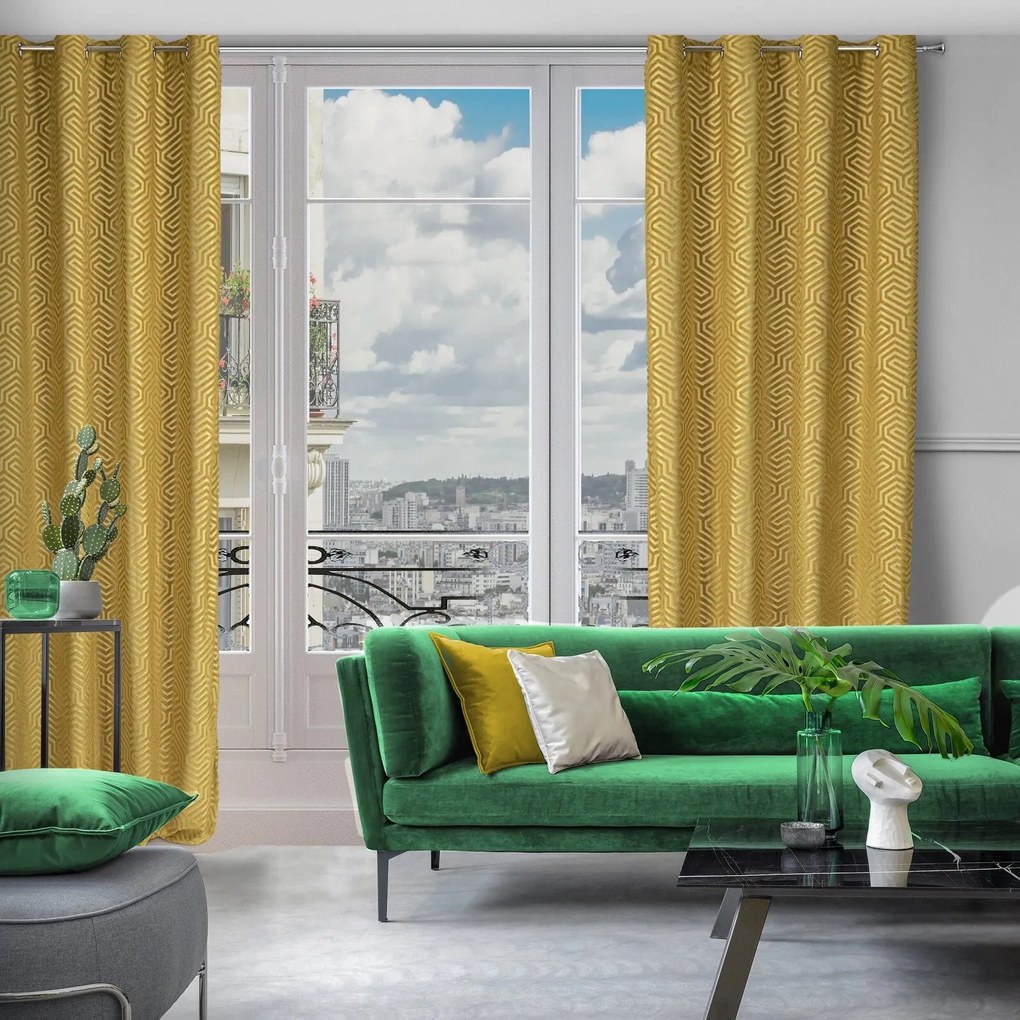 ZÁVĚS NA KROUŽCÍCH PIERRE CARDIN INGA 140X250 CM ZLATÁ