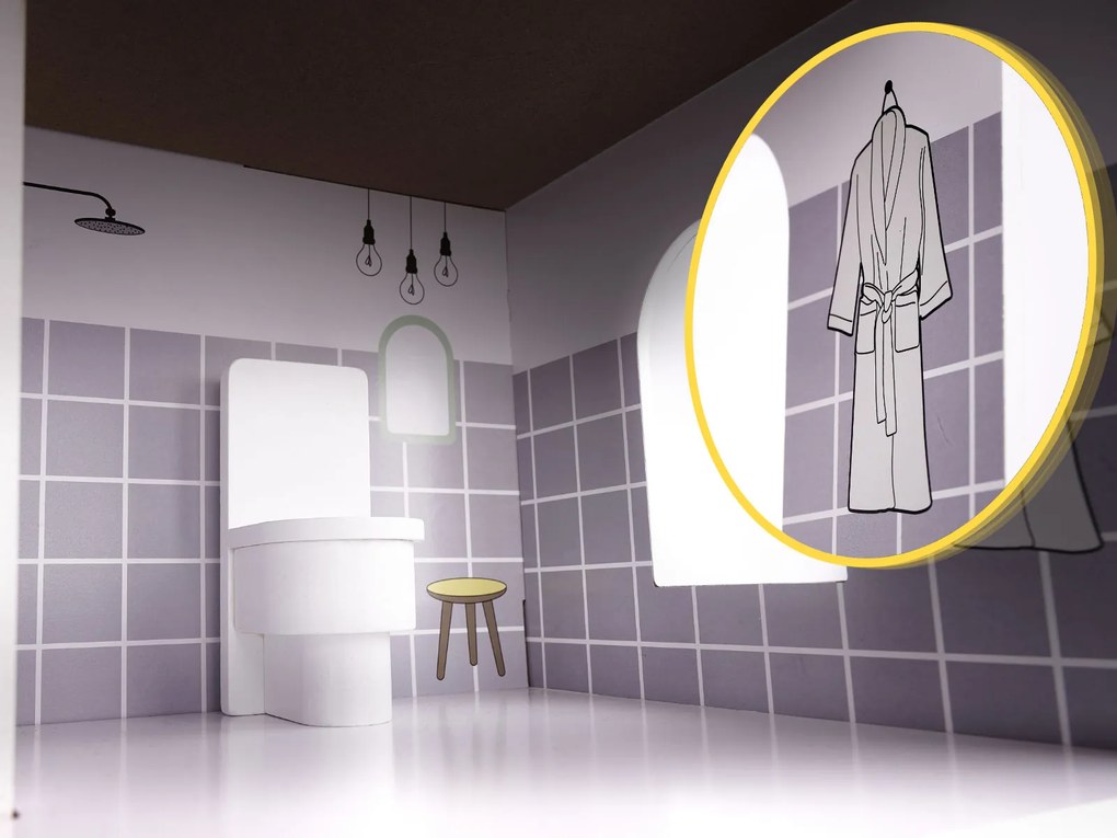 Creative Corner Dřevěný domeček pro panenky + nábytek 70cm šedý