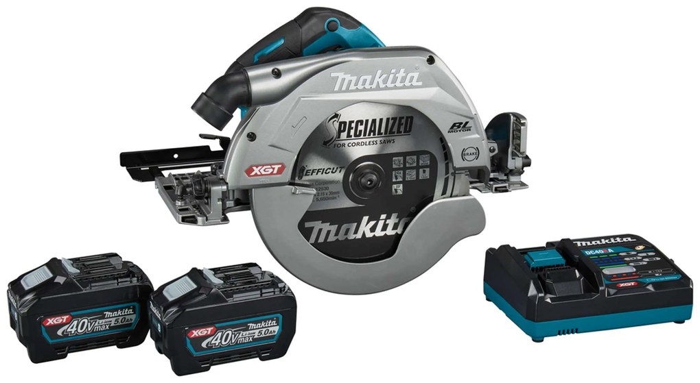 Makita - 40V AKU okružní pila 270 mm, 2x aku 5,0 Ah Li-Ion XGT, nabíječka HS011GT201