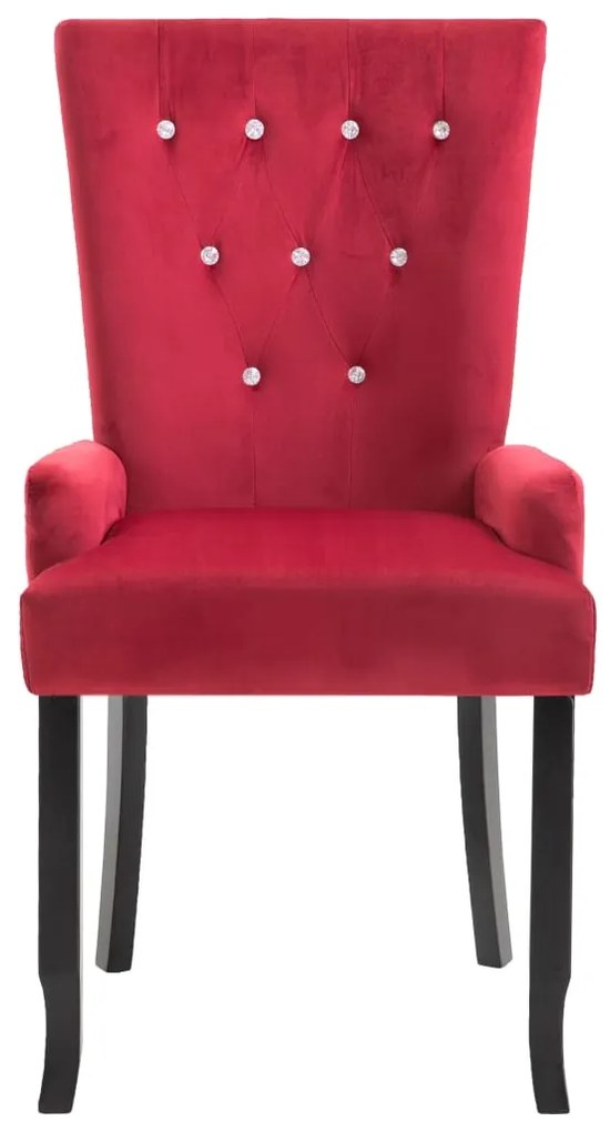 vidaXL Jídelní židle s područkami 6 ks červené samet