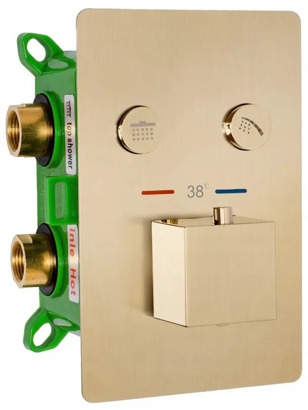 Podomítkový sprchový set s termostatem a instalačním boxem Fenix Davis zlatý