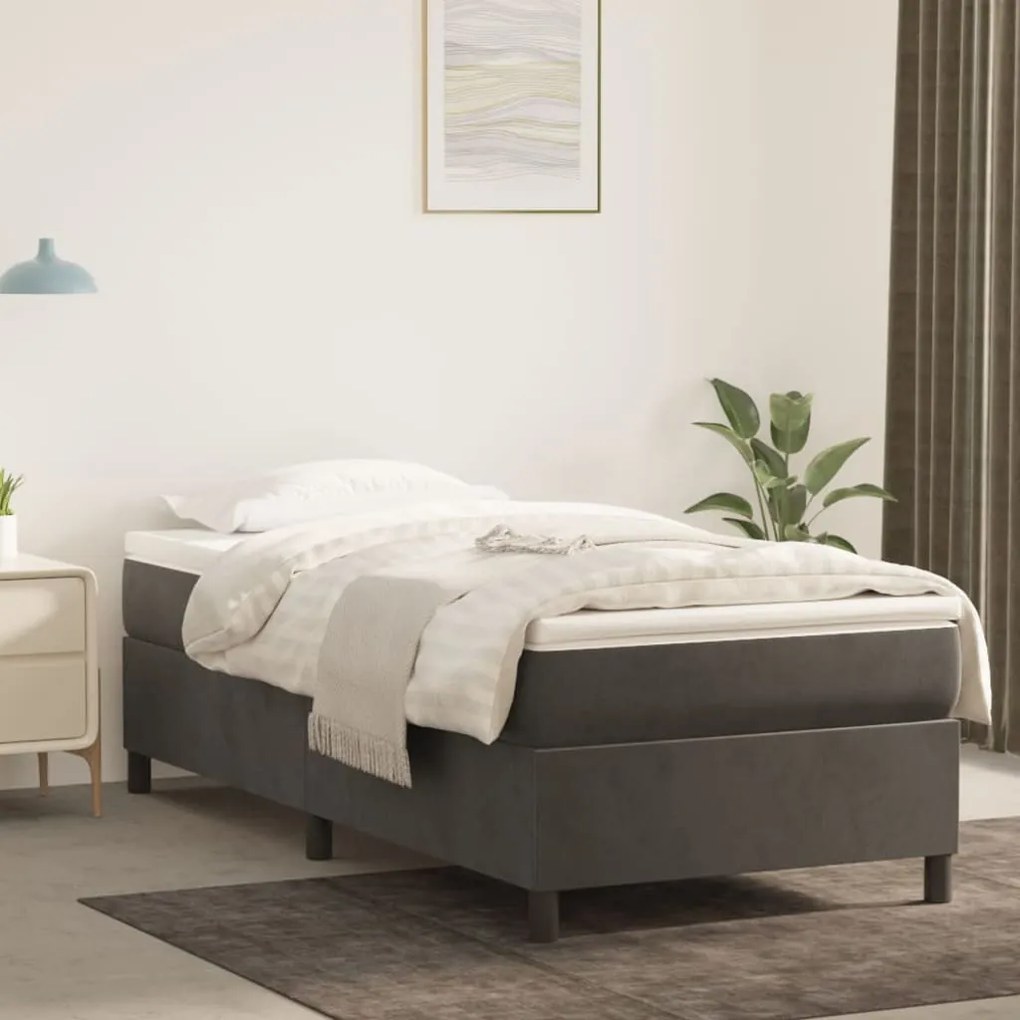 Rám postele s boxspringem tmavě šedá 90 x 190 cm samet 3121091