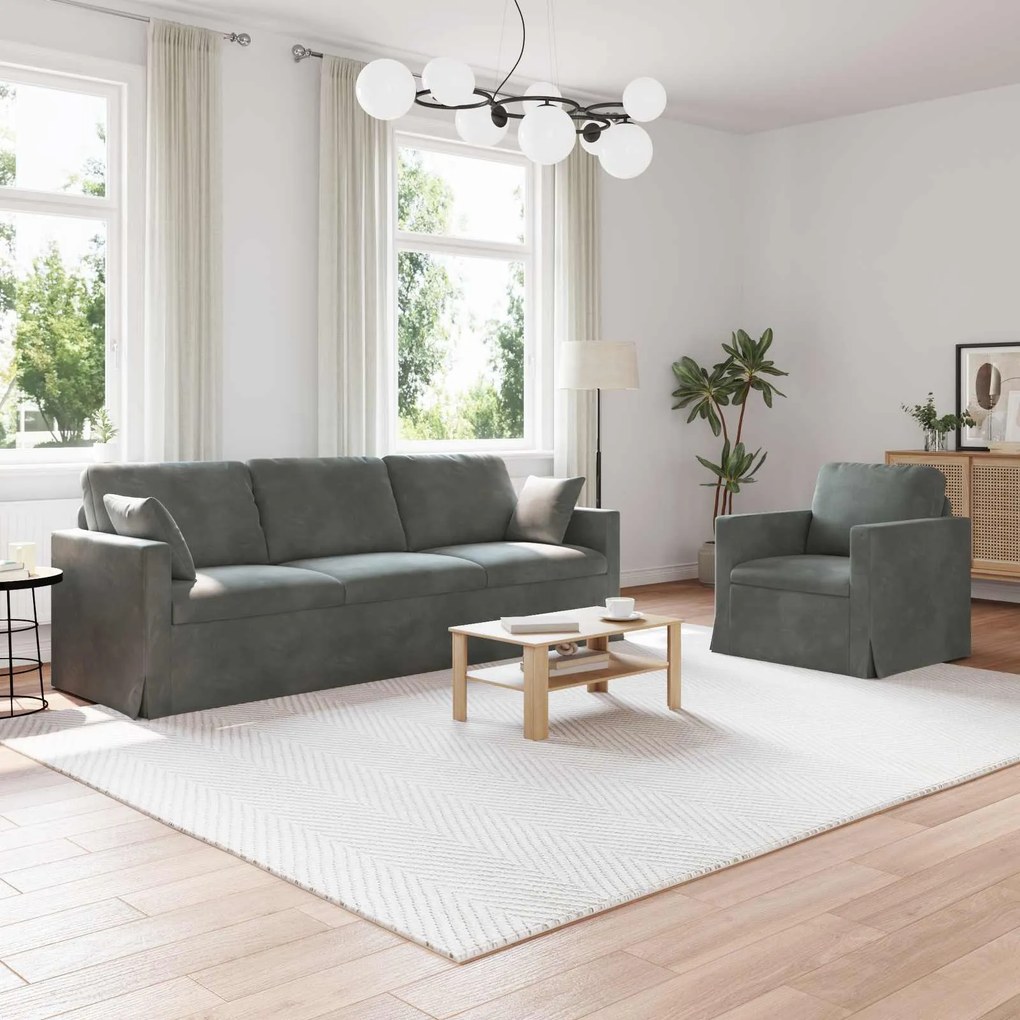 Set pohovek 2 ks Tmavě šedá samet 3407626