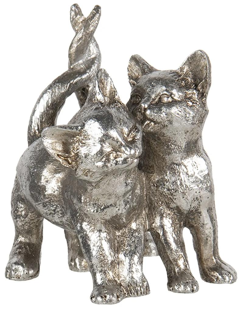 Stříbrné sousoší koček s patinou - 13*9*18 cm