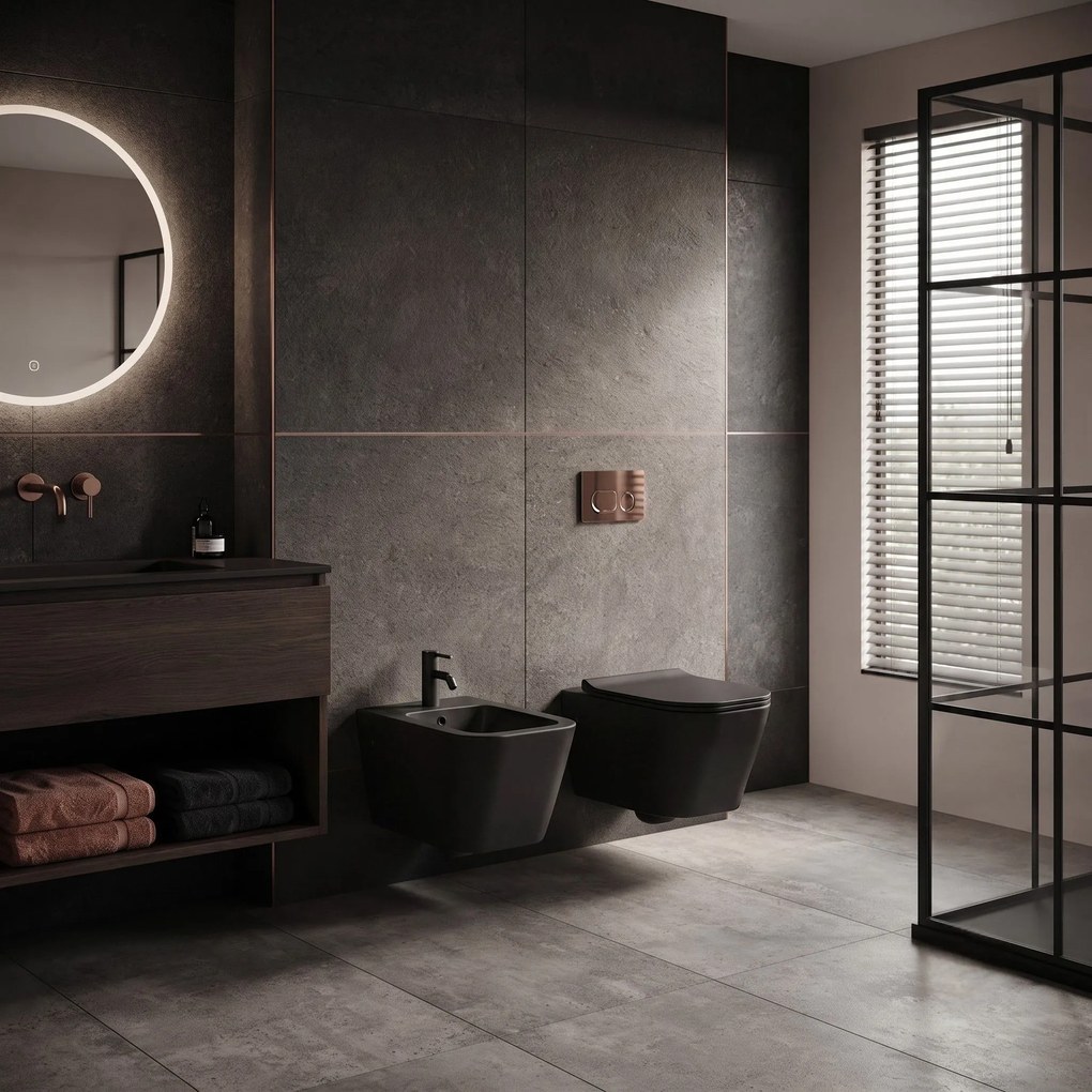 Erga Mery, závěsný bidet 520x360x300 mm, černá matná, ERG-V03-MERY-BD-BK