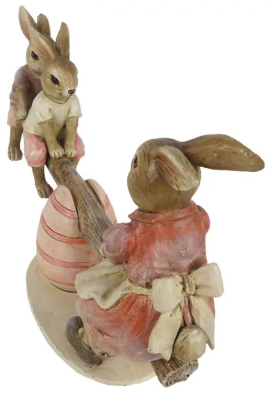 Velikonoční dekorace králíků na houpačce – 20x7x13 cm